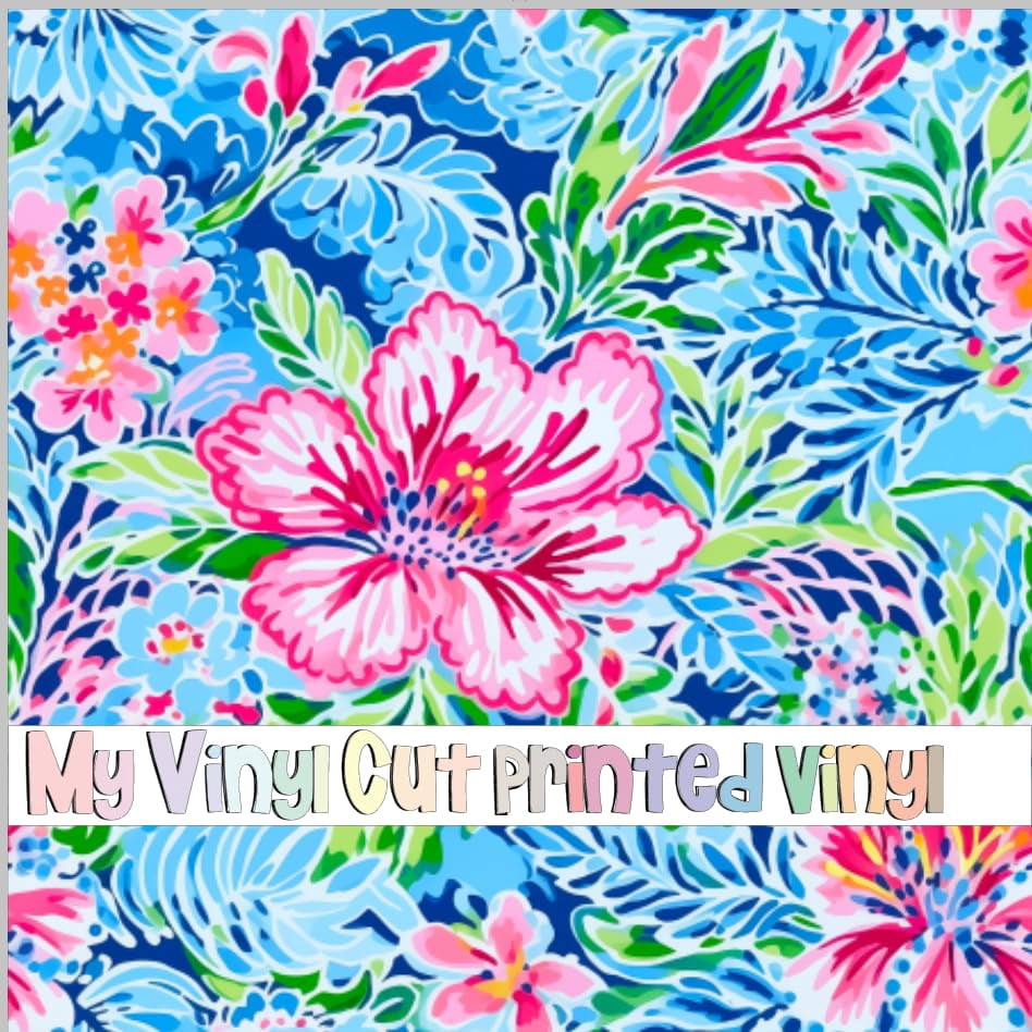 Printed Adhesive Vinyl Preppy Florals H Pattern Permanent Adhesive ...