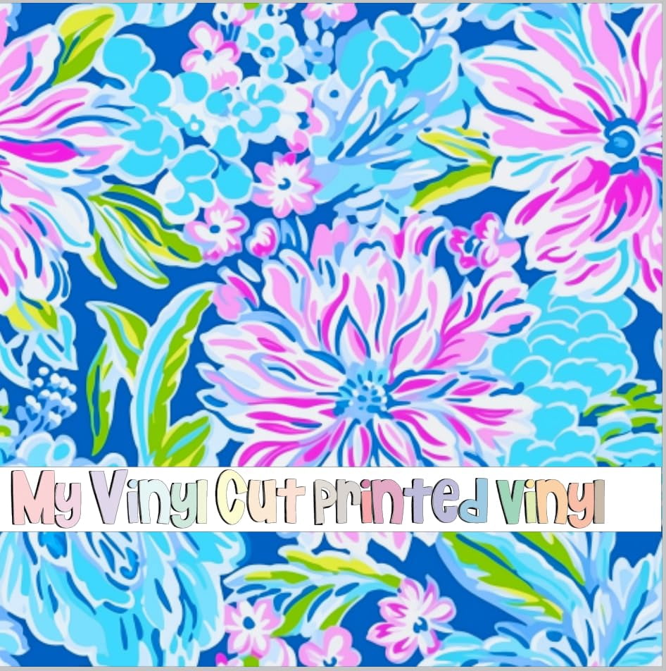 Printed Adhesive Vinyl Preppy Florals K Pattern Permanent Adhesive ...