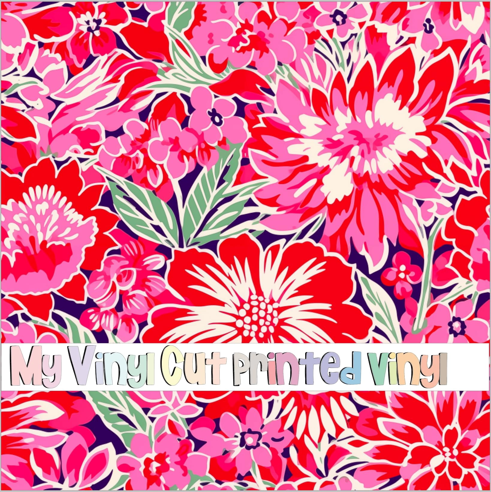 Printed Adhesive Vinyl Preppy Florals M Pattern Permanent Adhesive ...