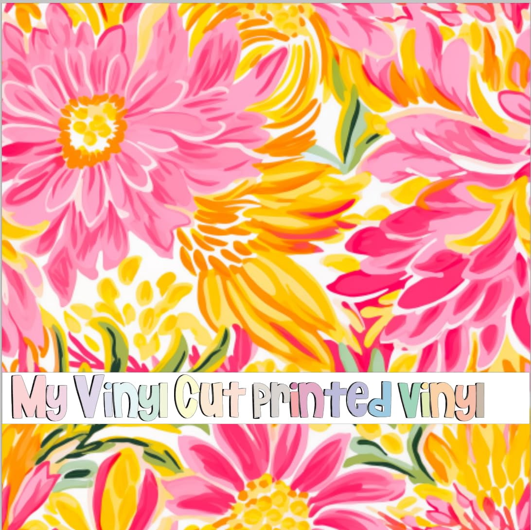 Printed Adhesive Vinyl Preppy Florals N Pattern Permanent Adhesive ...