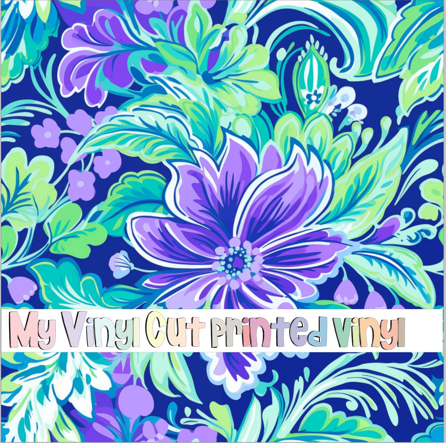 Printed Adhesive Vinyl Preppy Florals O Pattern Permanent Adhesive (XL ...