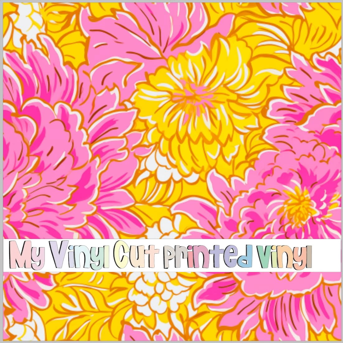 Printed Adhesive Vinyl Preppy Florals Q Pattern Permanent Adhesive ...