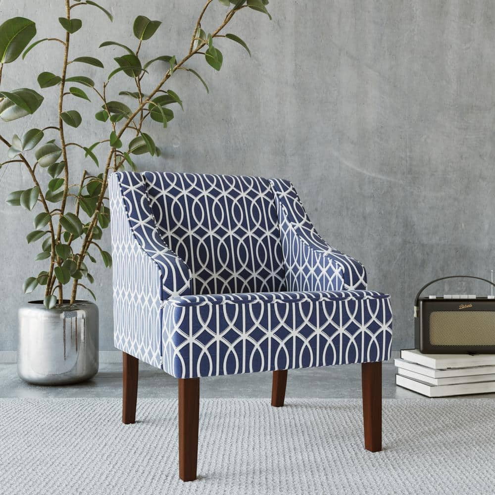 Printed Blue Trellis Bella Swoop Accent Chair - Walmart.com