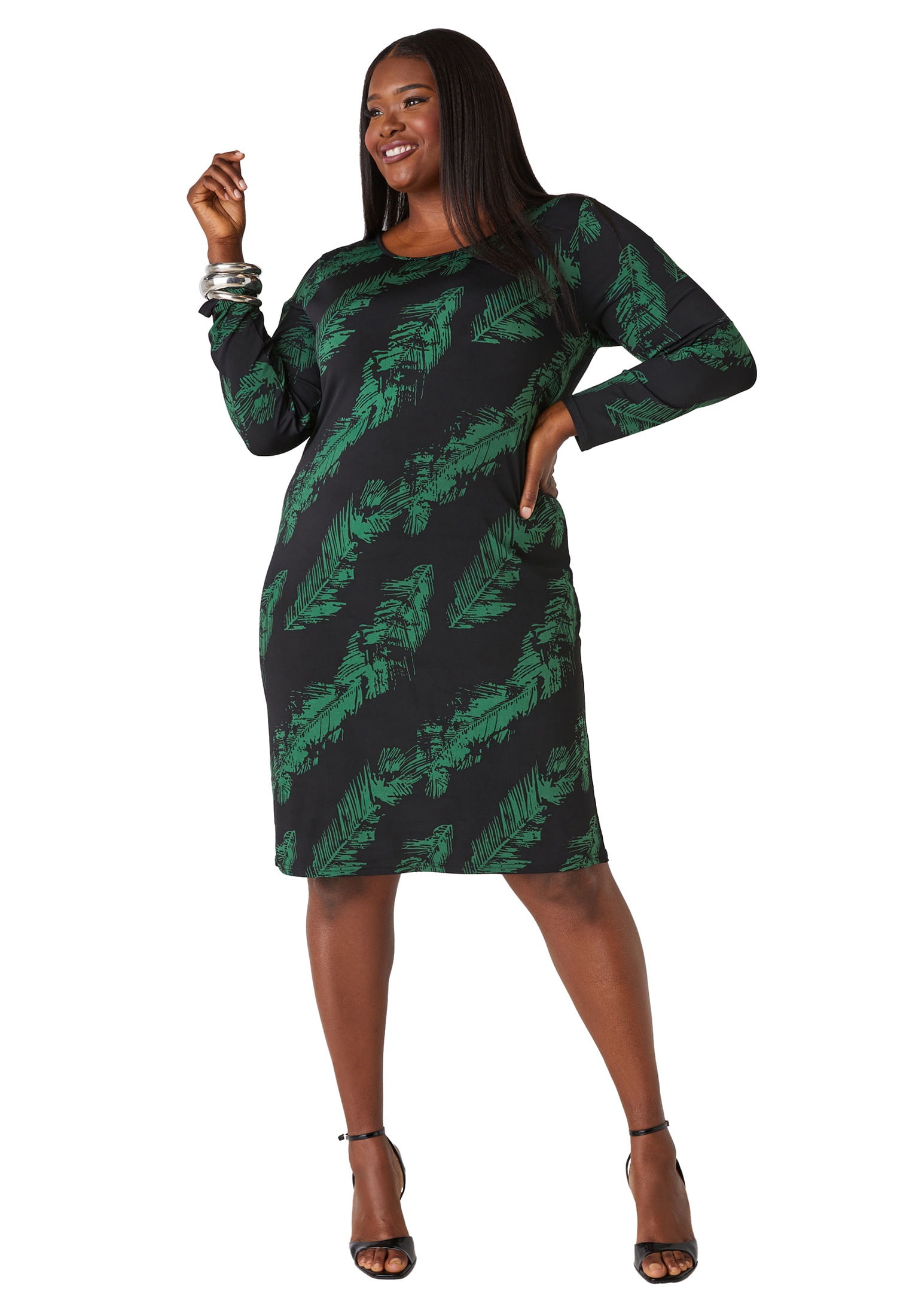 Ashley Stewart Printed Bodycon Dress, Eden Green, Size 10/12 - Walmart.com