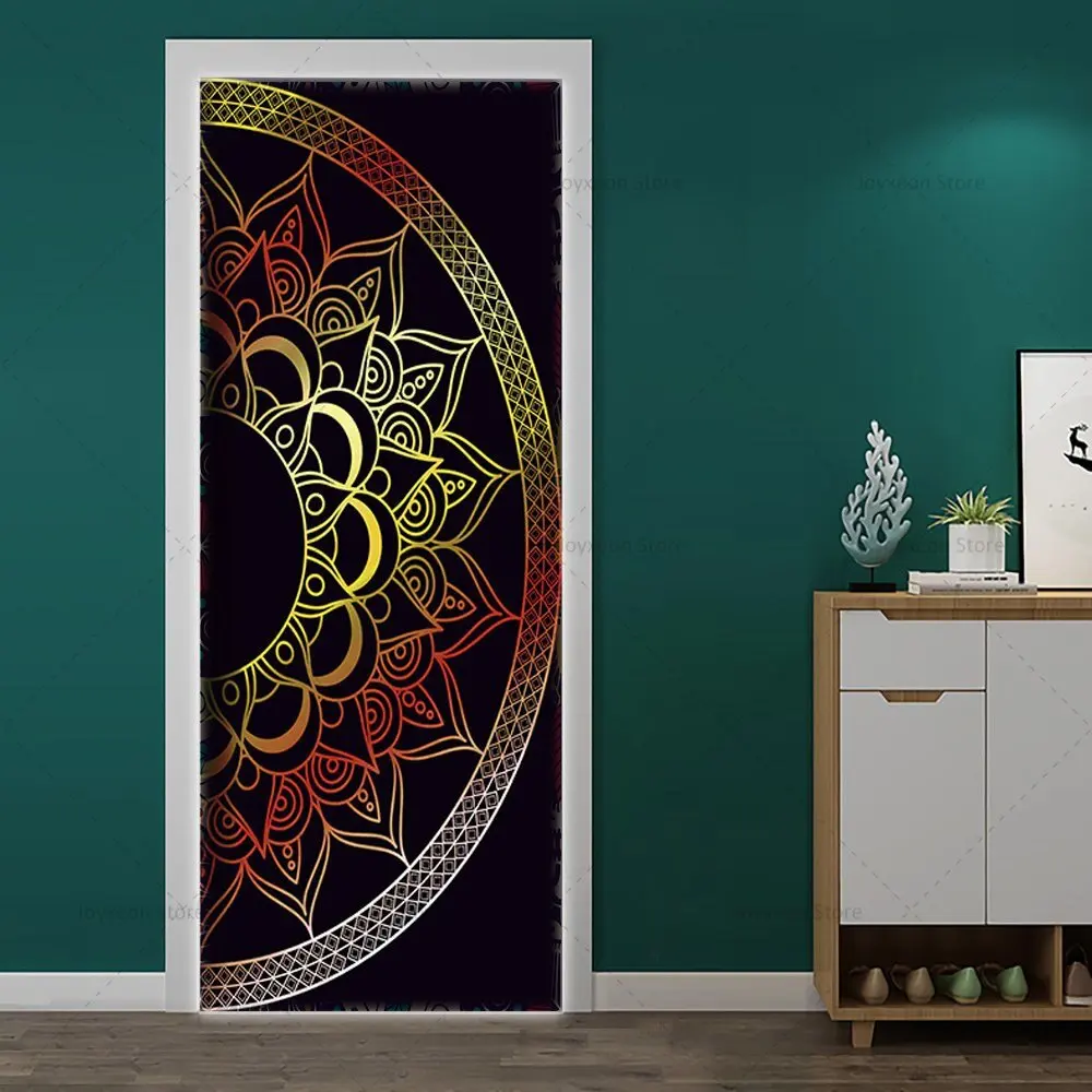 Printed Bohemian Mandala Door Stickers Home Decoration PVC Waterproof ...