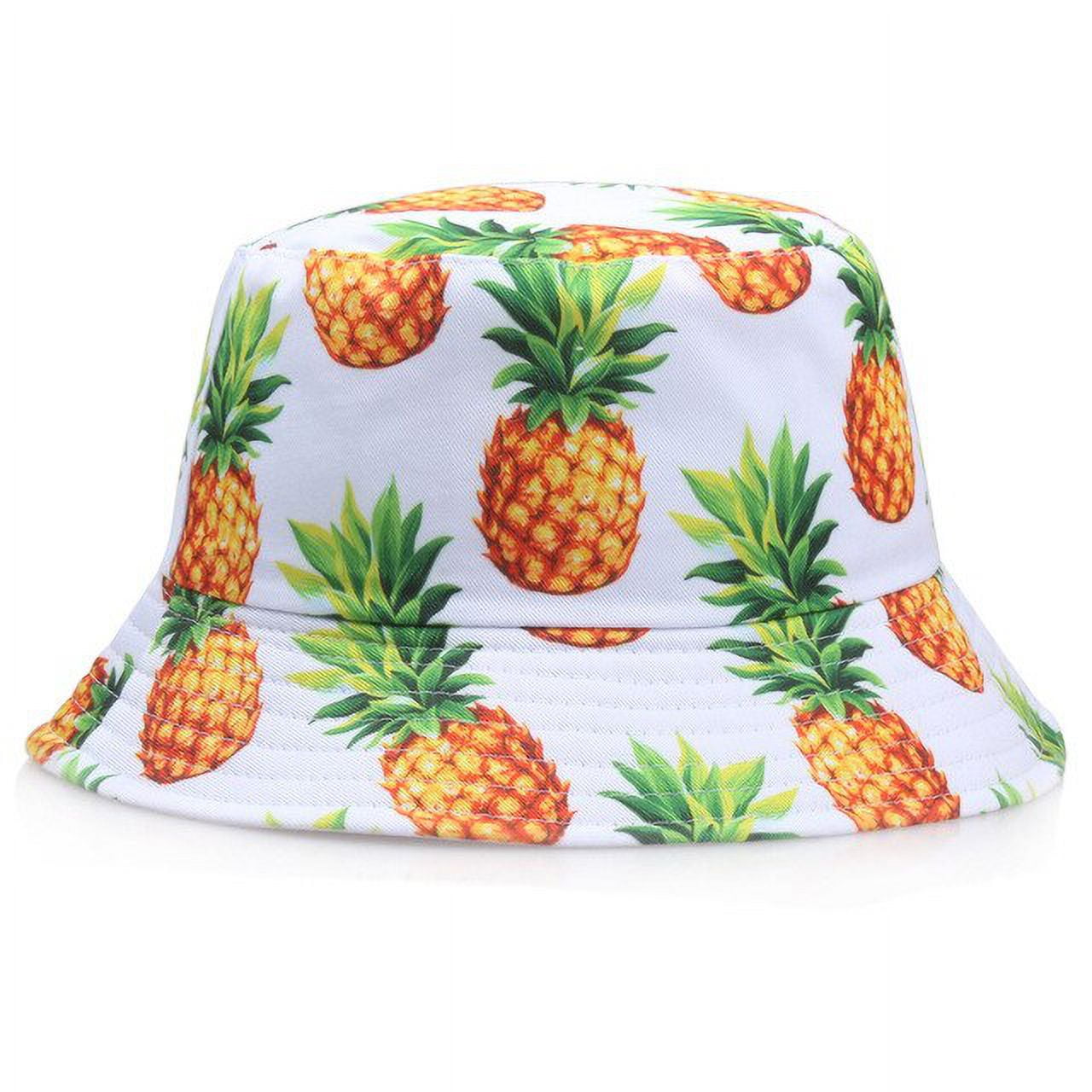 Printed Bucket Hats For Women Men Pineapple Cherry Summer Sun Panama Caps Girls Beach Fishing ...