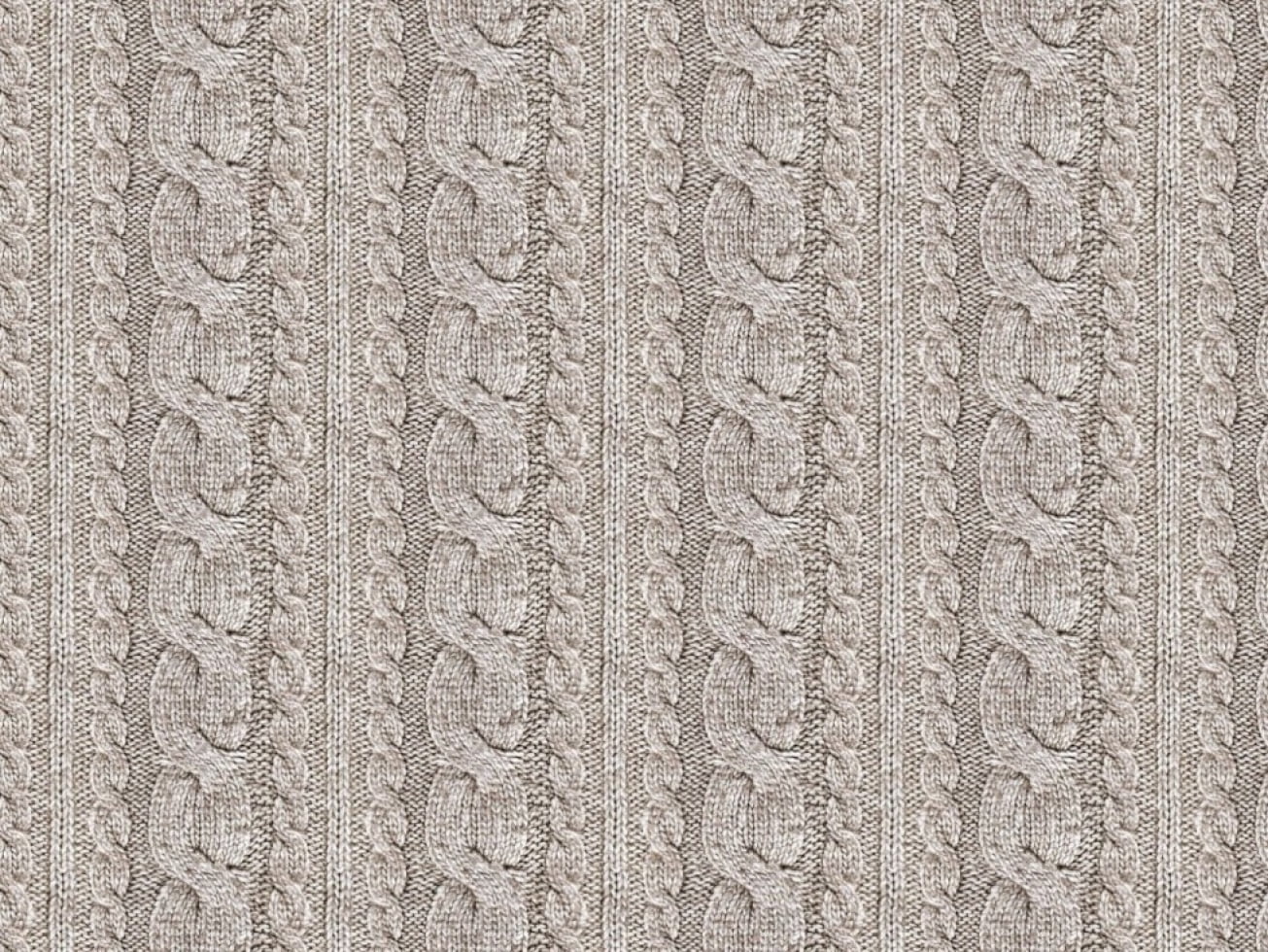 Printed Cable Loop Back French Terry Stretch Knit Fabric Beige - per ...