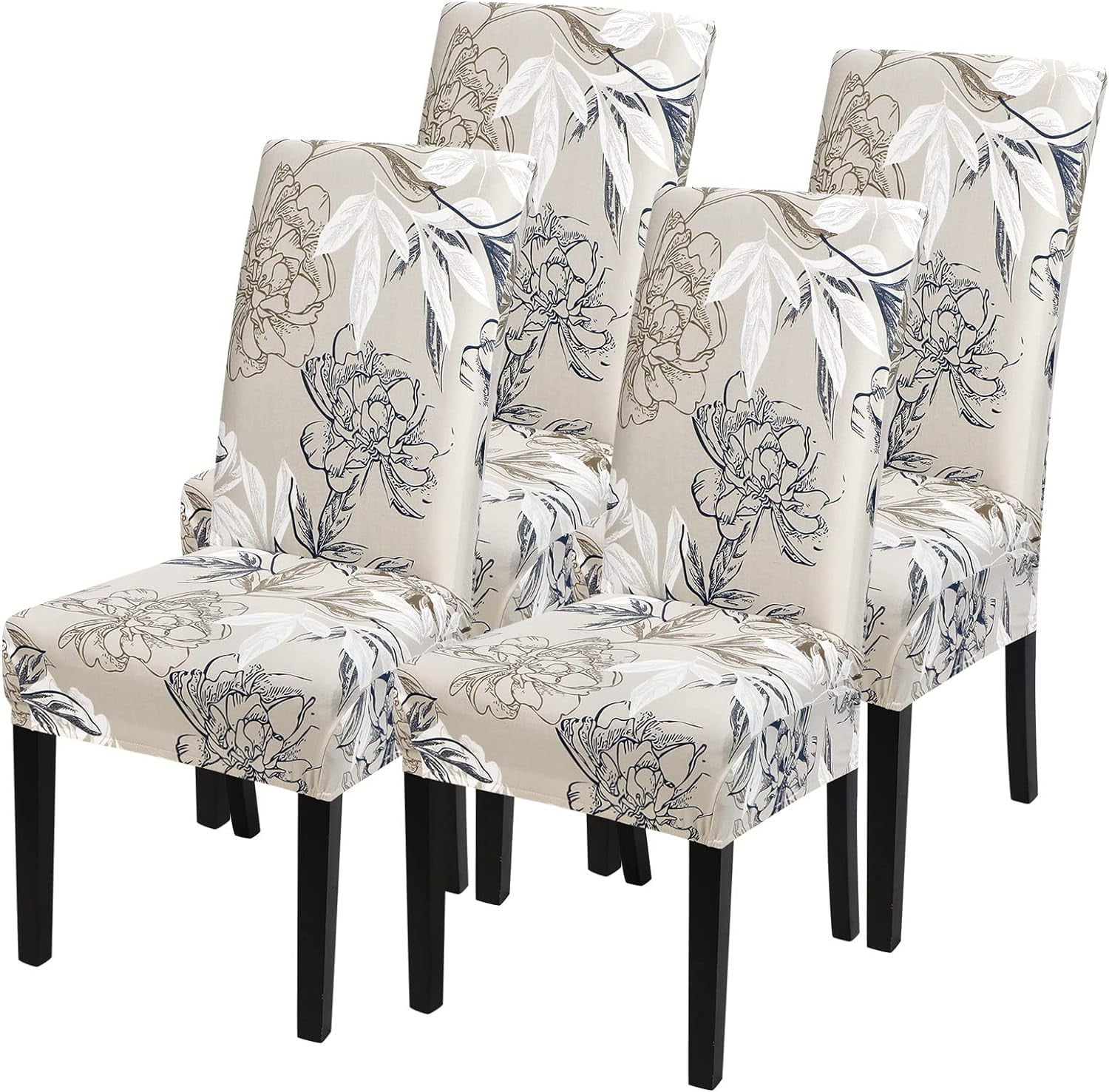 Printed Chair Covers for Dining Room Set of 4, Stretch Kitchen Chair ...