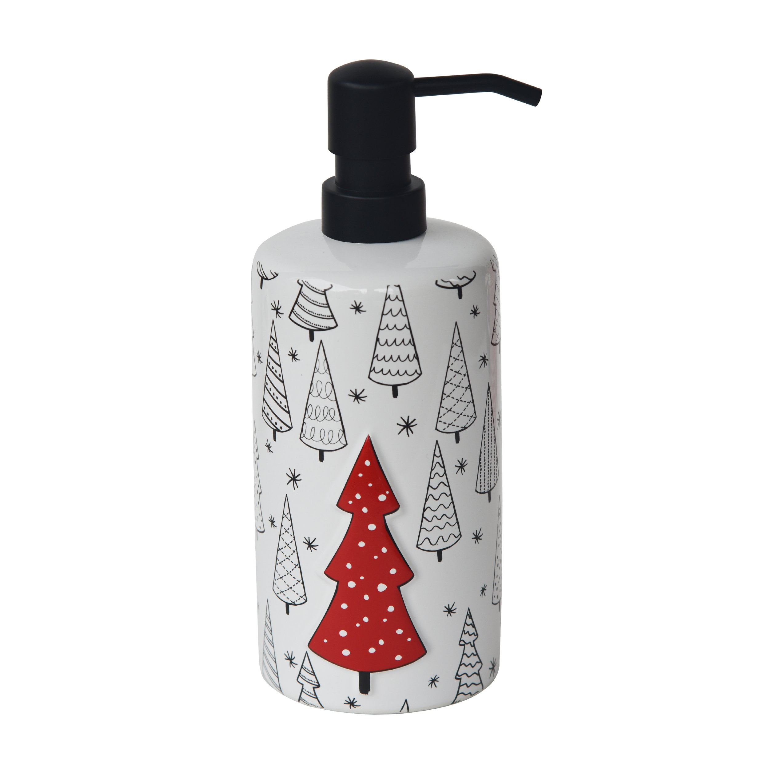 88 Main Printed Christmas Tree Ceramic Soap Dispenser - Festive Holiday ...