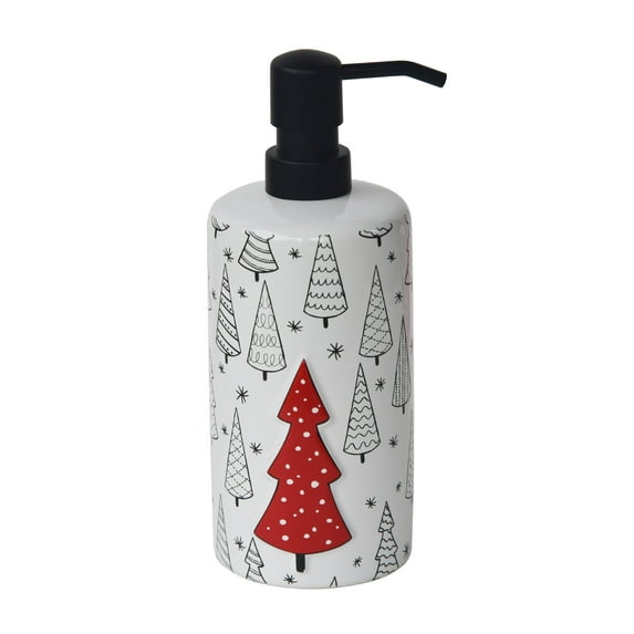 88 Main Printed Christmas Tree Ceramic Soap Dispenser - Festive Holiday ...
