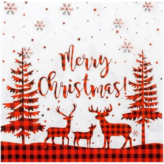 Printed Christmas Tree Disposable Napkins, 100 - Piece, for Christmas Hotels, Western ...