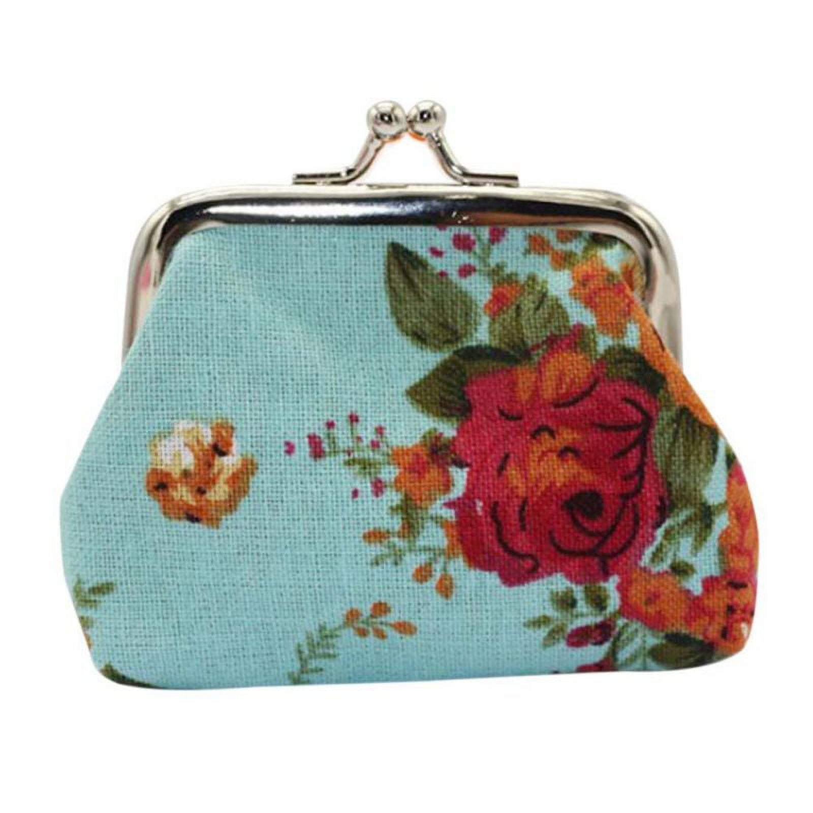 Printed Coin Purse Vintage Pouch Buckle Clutch Bag Kiss-lock Change ...
