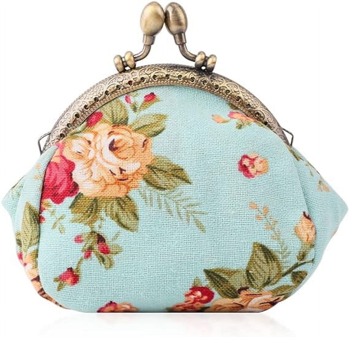 Printed Coin Purse Vintage Pouch Buckle Clutch Bags Kiss lock Change ...