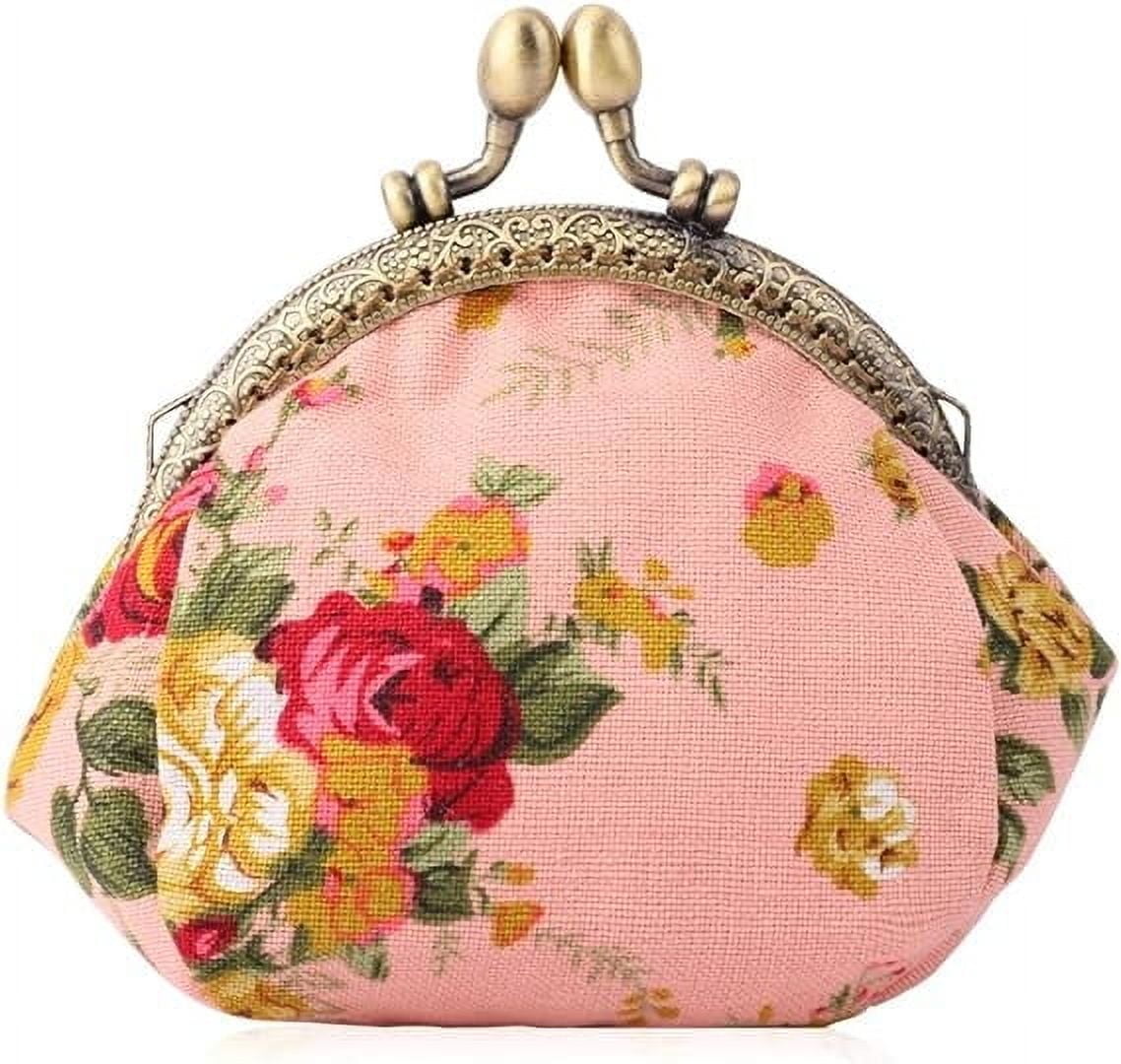 Printed Coin Purse Vintage Pouch Buckle Clutch Bags Kiss lock Change ...