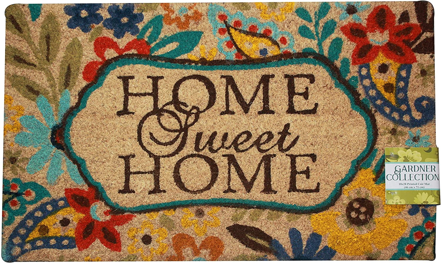 Kashi Home Printed Coir Doormat, 18" x 28" Welcome Mat, Gardner ...