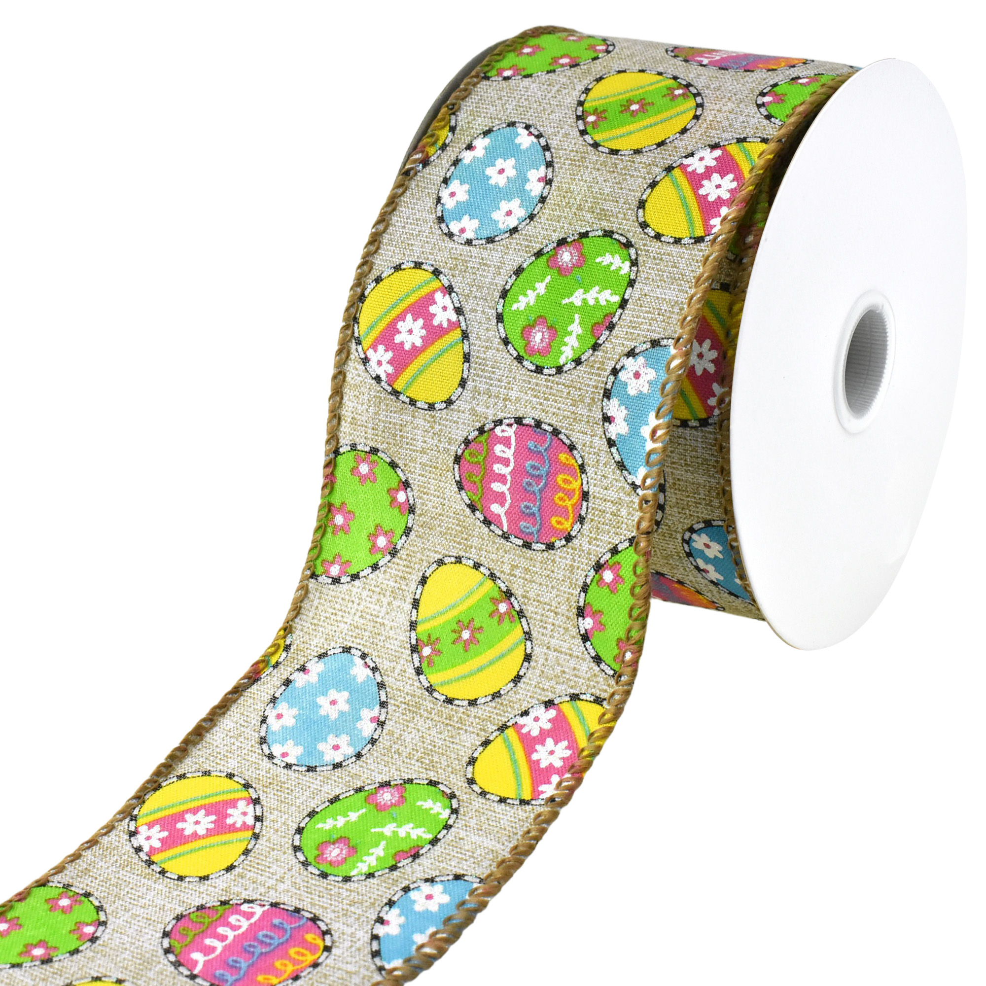 Printed Dash Outline Easter Eggs Wired Ribbon, 2-1/2-inch, 10-yard ...