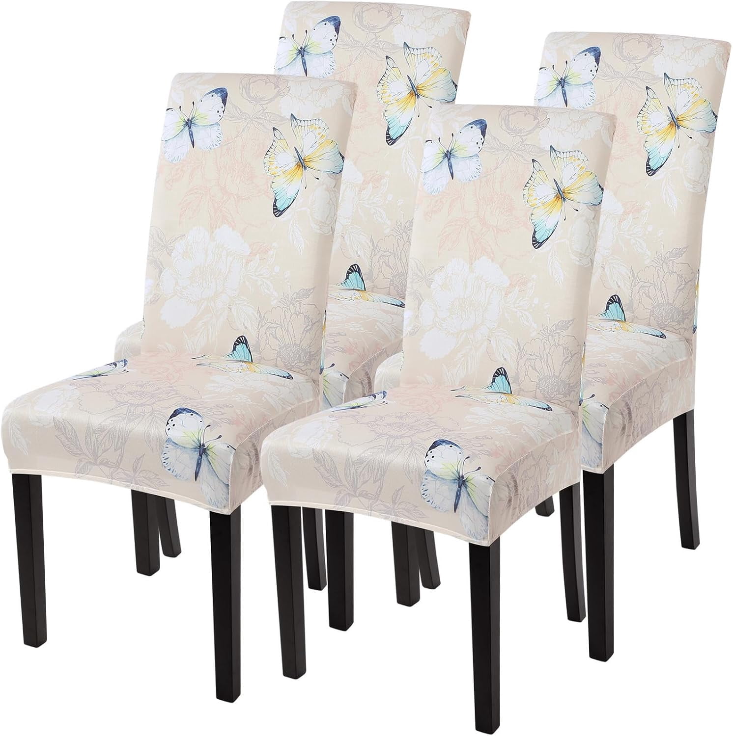 Printed Dining Room Chair Covers Set of 4, Stretch Kitchen Chair Covers ...