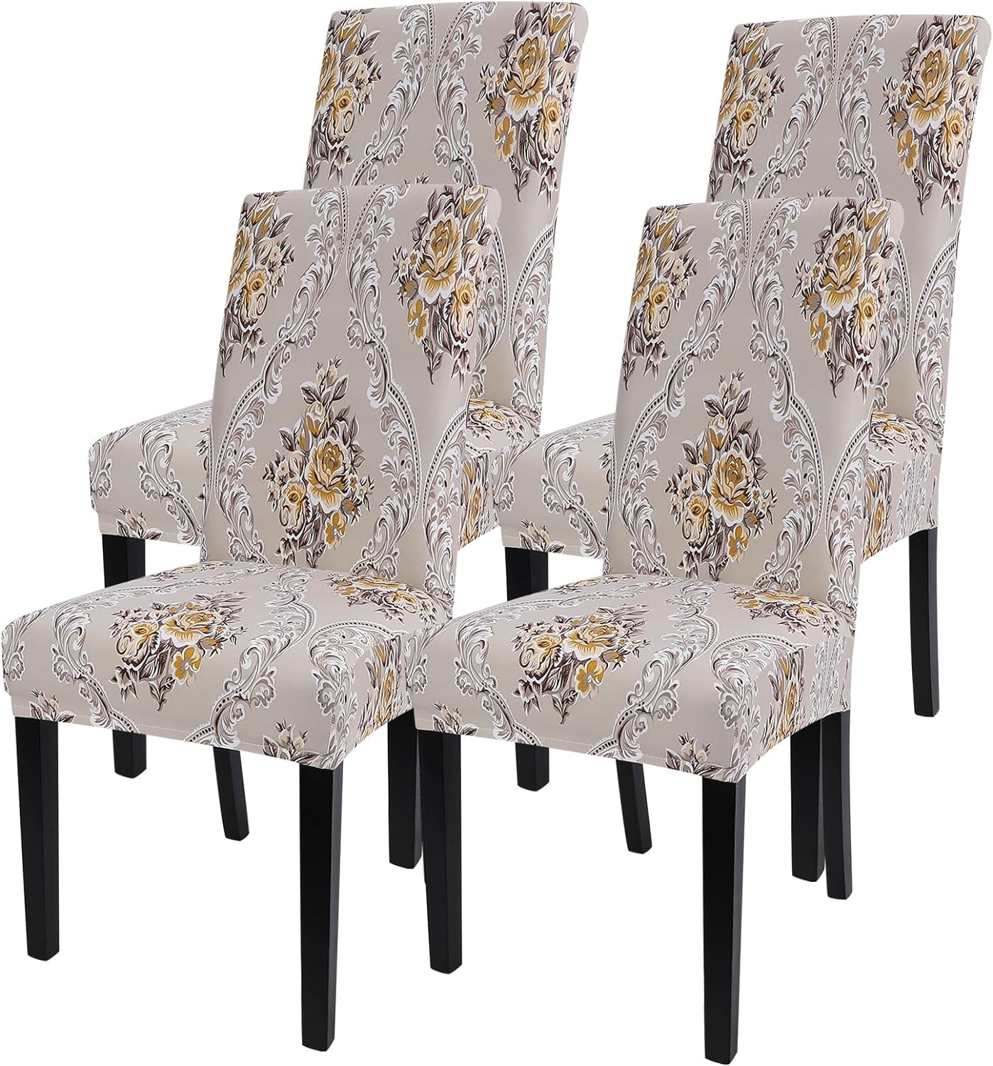 Printed Dining Room Chair Covers Set of 4, Stretch Kitchen Chair Covers ...