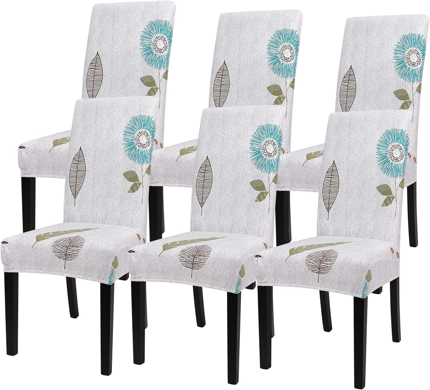 Printed Dining Room Chair Covers Set of 6, Stretch Kitchen Chair Covers ...