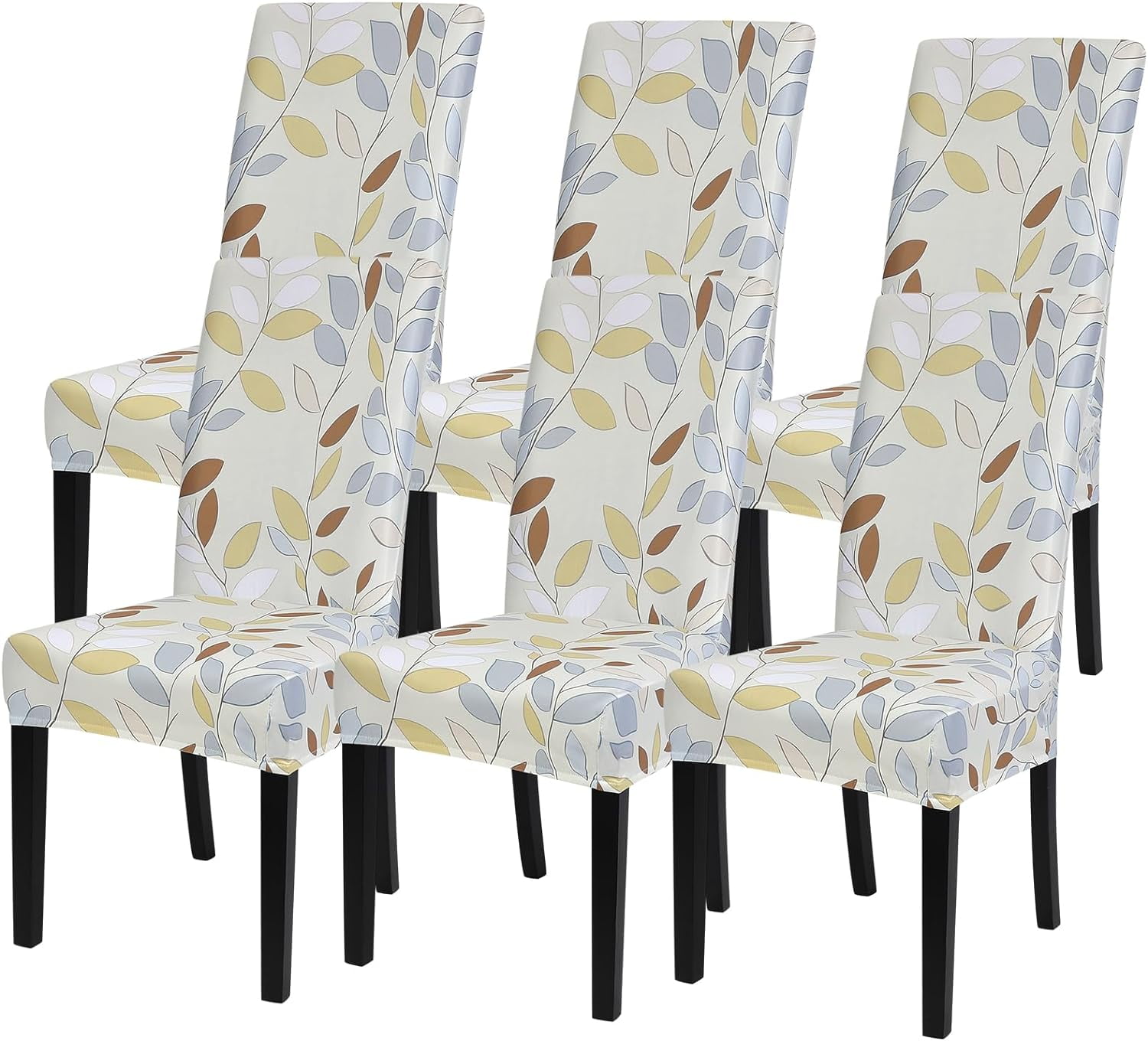 Printed Dining Room Chair Covers Set of 6, Stretch Kitchen Chair Covers ...