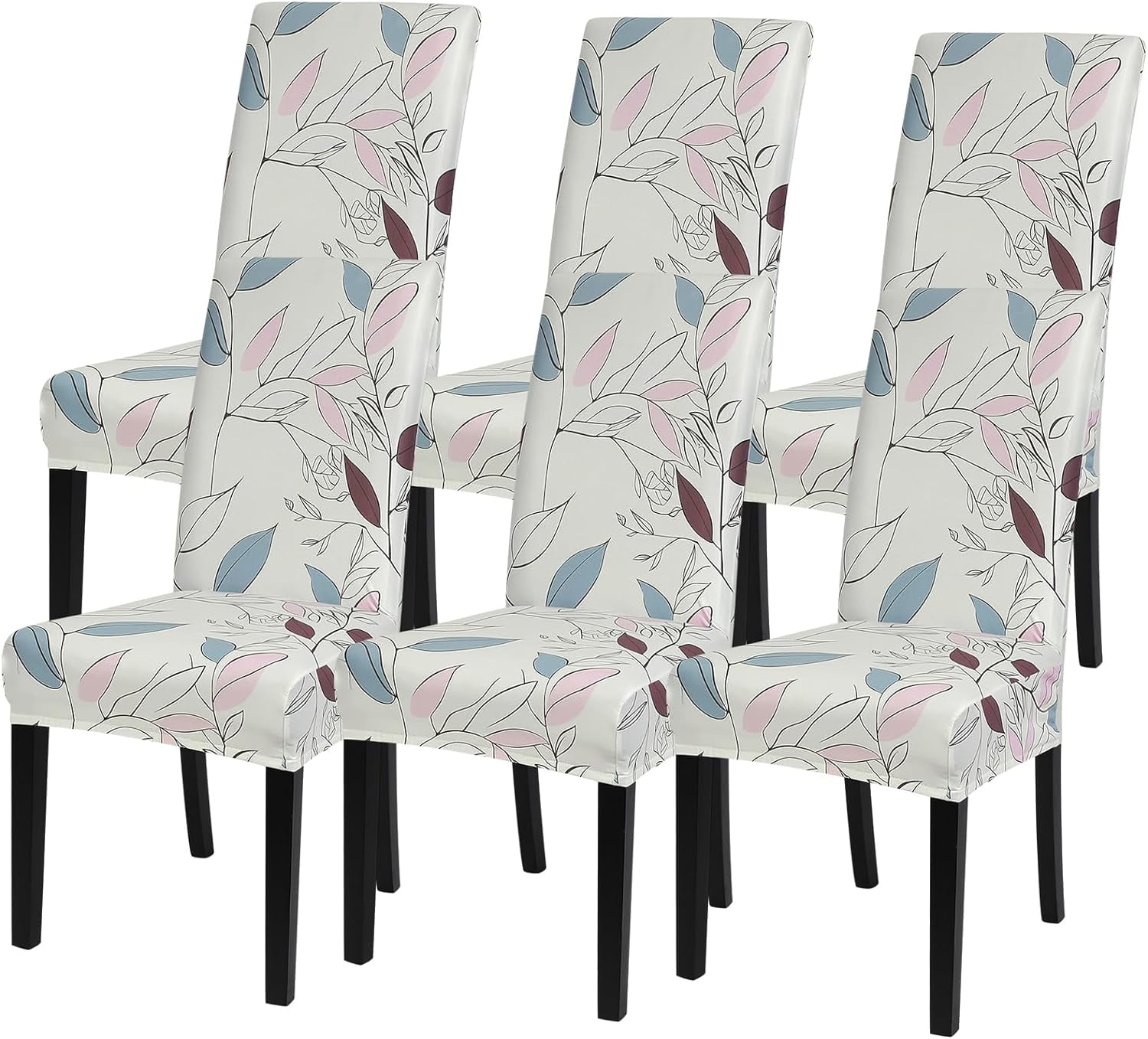 Printed Dining Room Chair Covers Set of 6, Stretch Kitchen Chair Covers ...