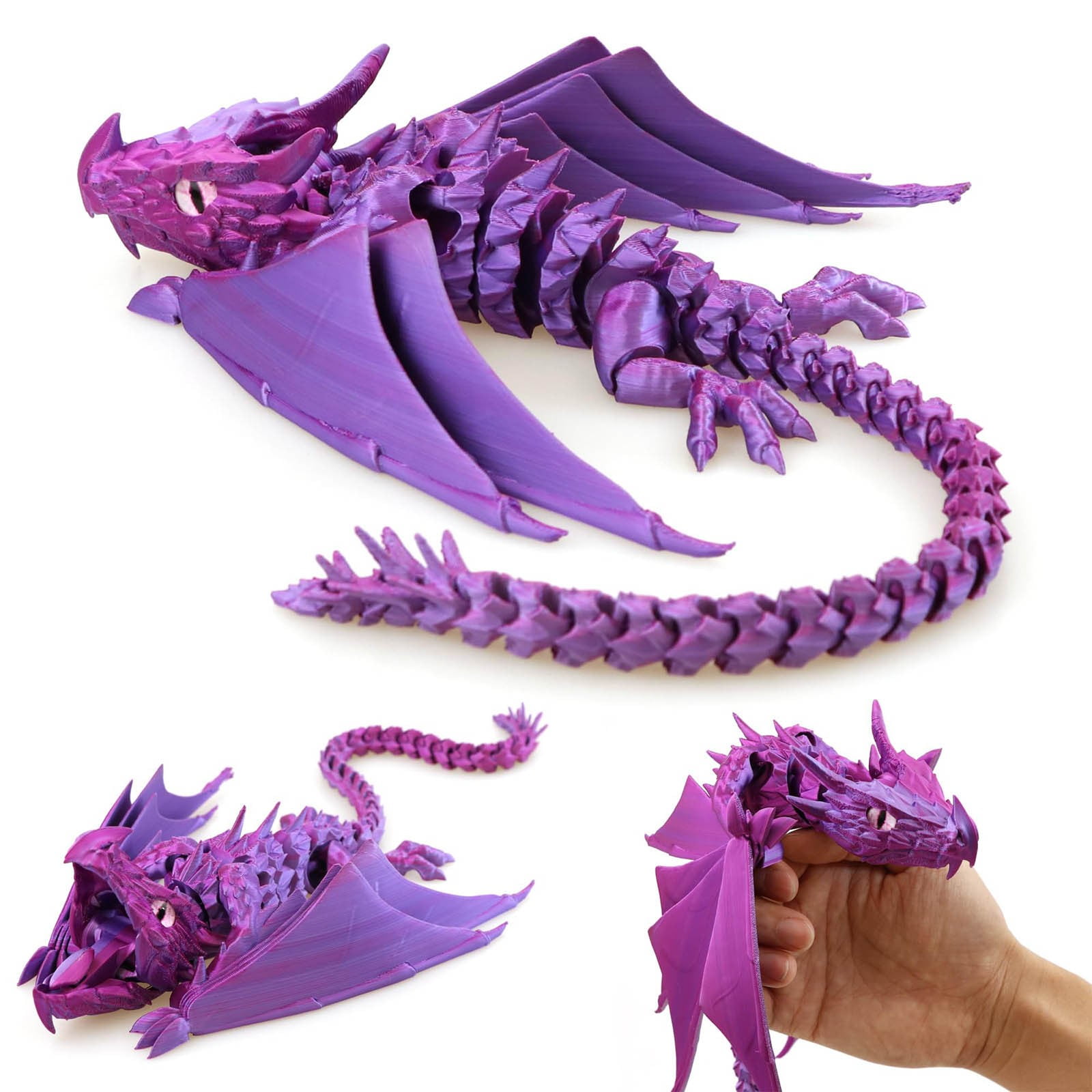 Printed Dragon with Wings, Fidget Dragon Toys, 3D Printed Animals ...
