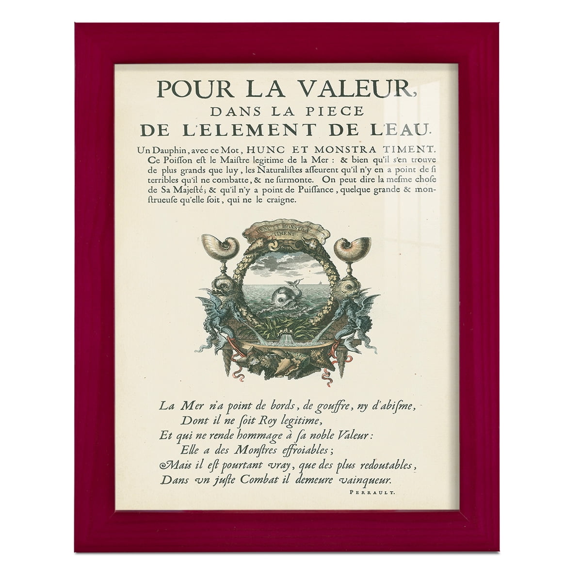Printed Embellished Bookplate VII - Framed Print w/glass - Cherry Red ...