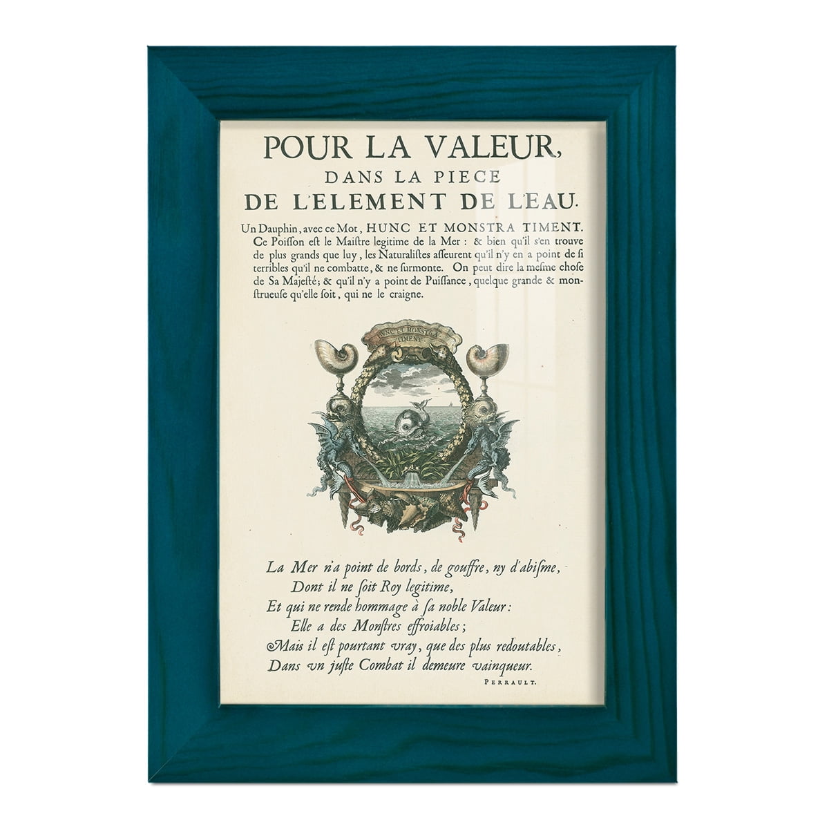 Printed Embellished Bookplate VII - Framed Print w/glass - Ocean Blue ...