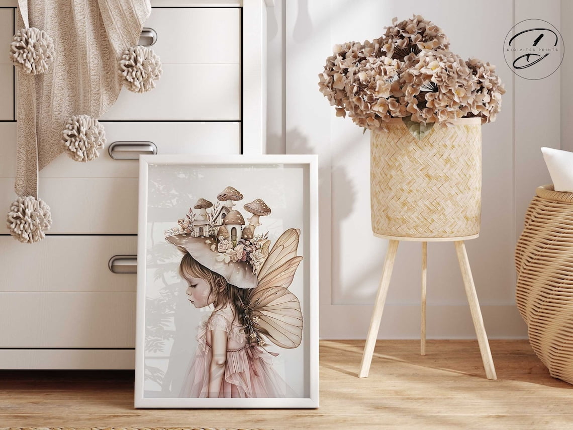 Printed Fairy Garden Print, Fairy Prints, Nursery Wall Art, Girls Room ...
