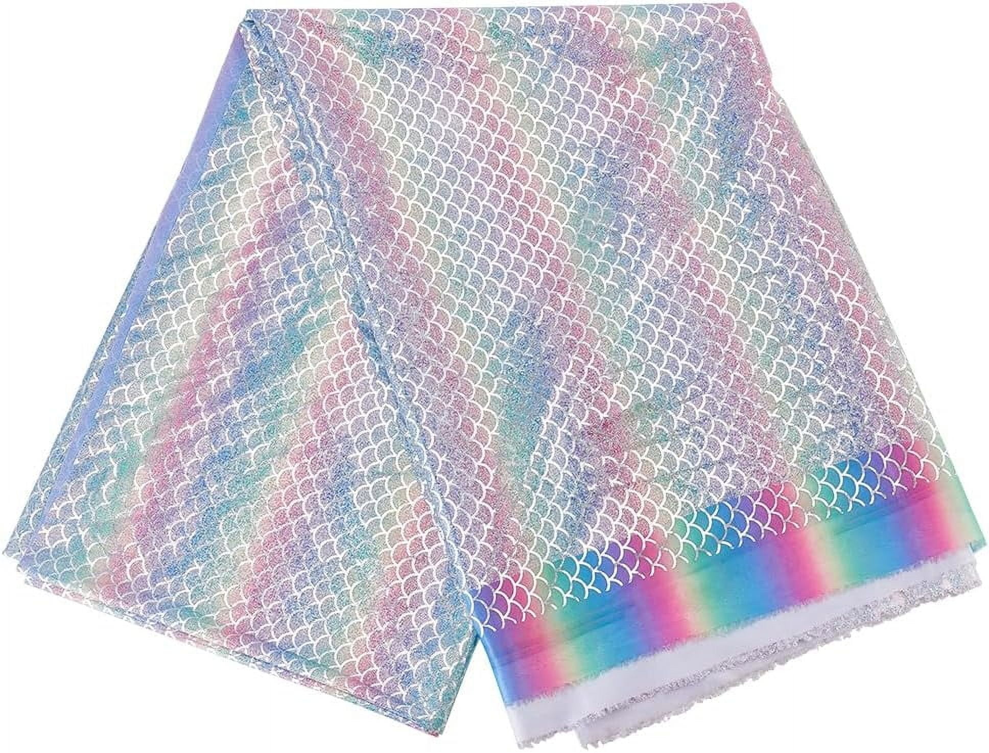 Printed Fish Scale Fabric 39.37x59inch Mermaid Sequins Fish Scales ...