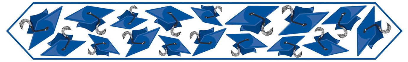 Printed Grad Cap Table Runner (blue) Party Accessory (1 count) (1/Pkg ...