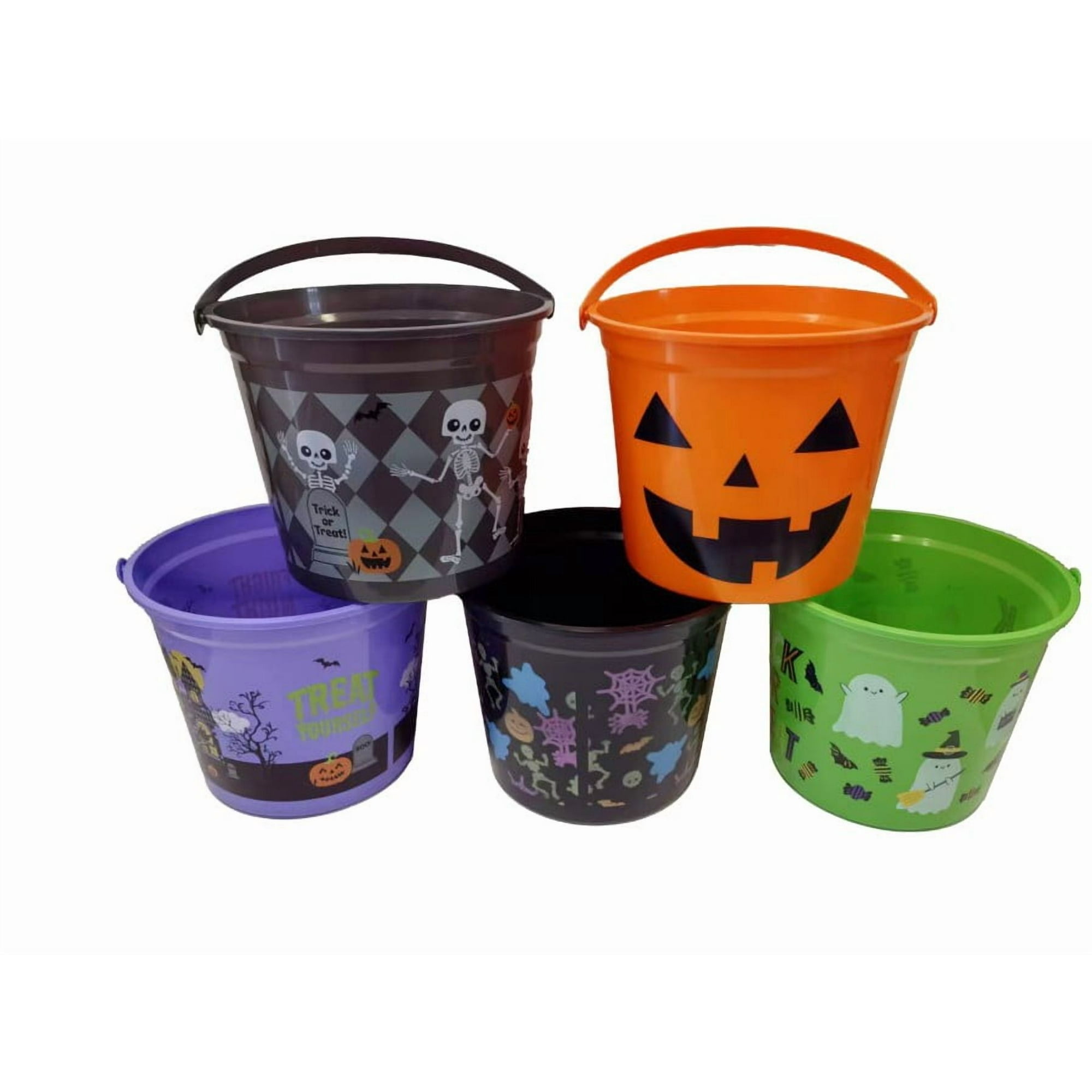 Printed Halloween Pail 9.45 in Assorted Pack of 2 - Walmart.com