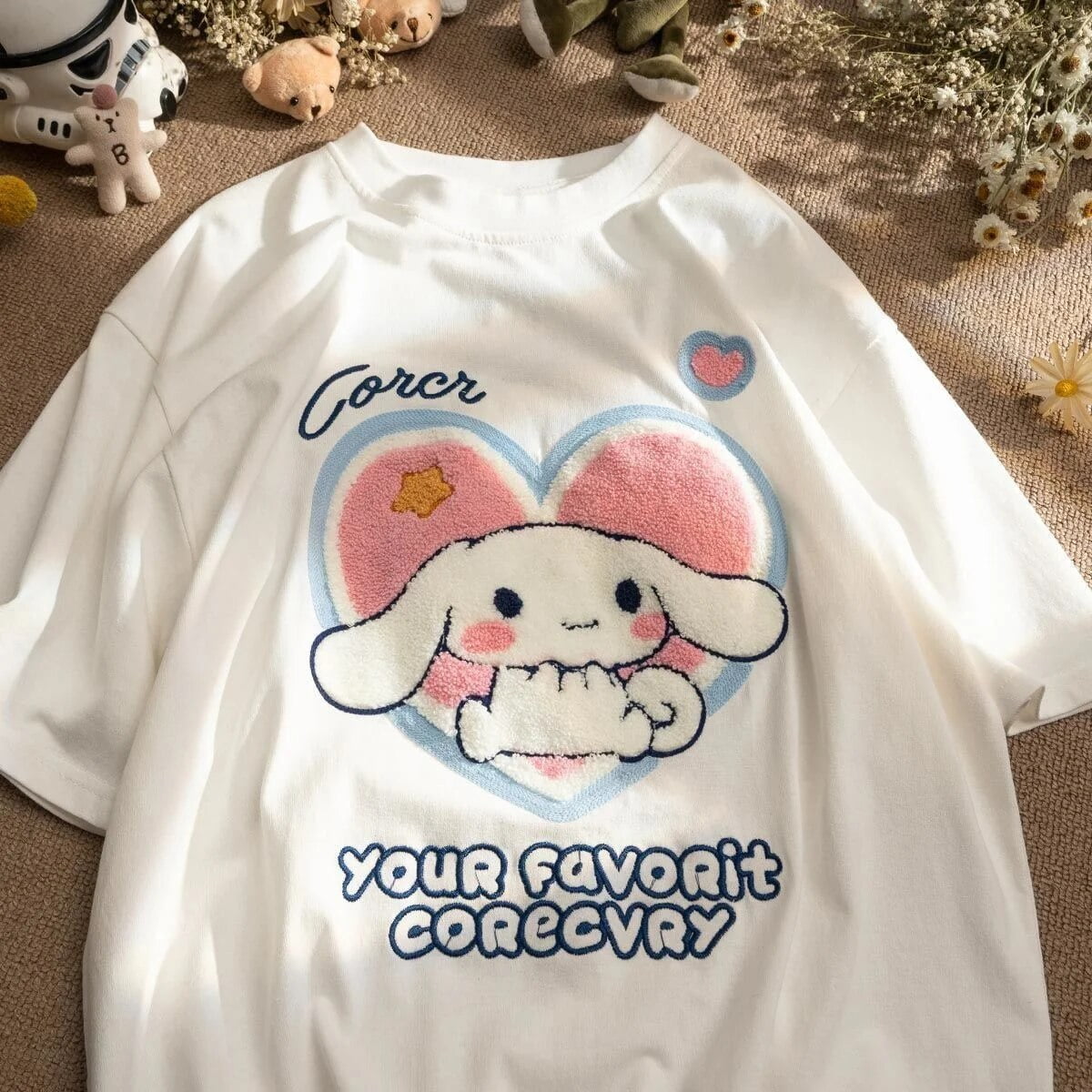 Printed Heart Sanrio Cinnamoroll Crop Top Japanese Koren Style Short ...
