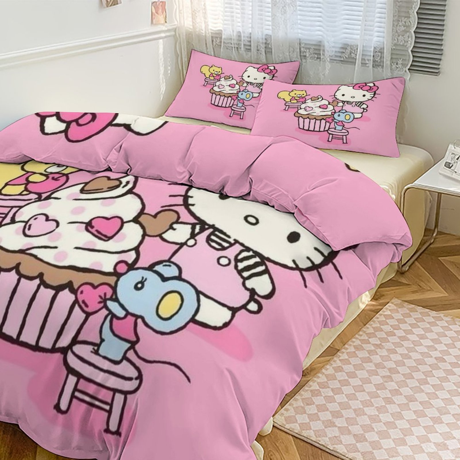 Printed Hello Kitty Cartoon Duvet Cover 3D Bedding Sets for Kids with 3 ...