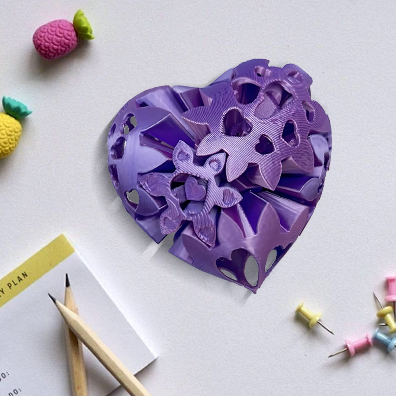 Printed Hollow Heart Cut-Out Stress Relief Fidget Toy Gradient & Solid ...