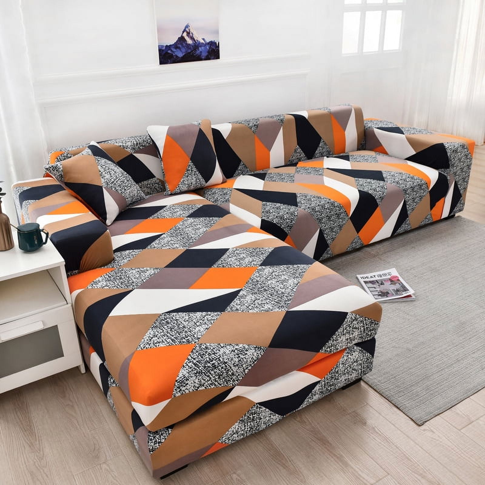 Printed L shape sofa covers for living room sofa protector anti elastic ...