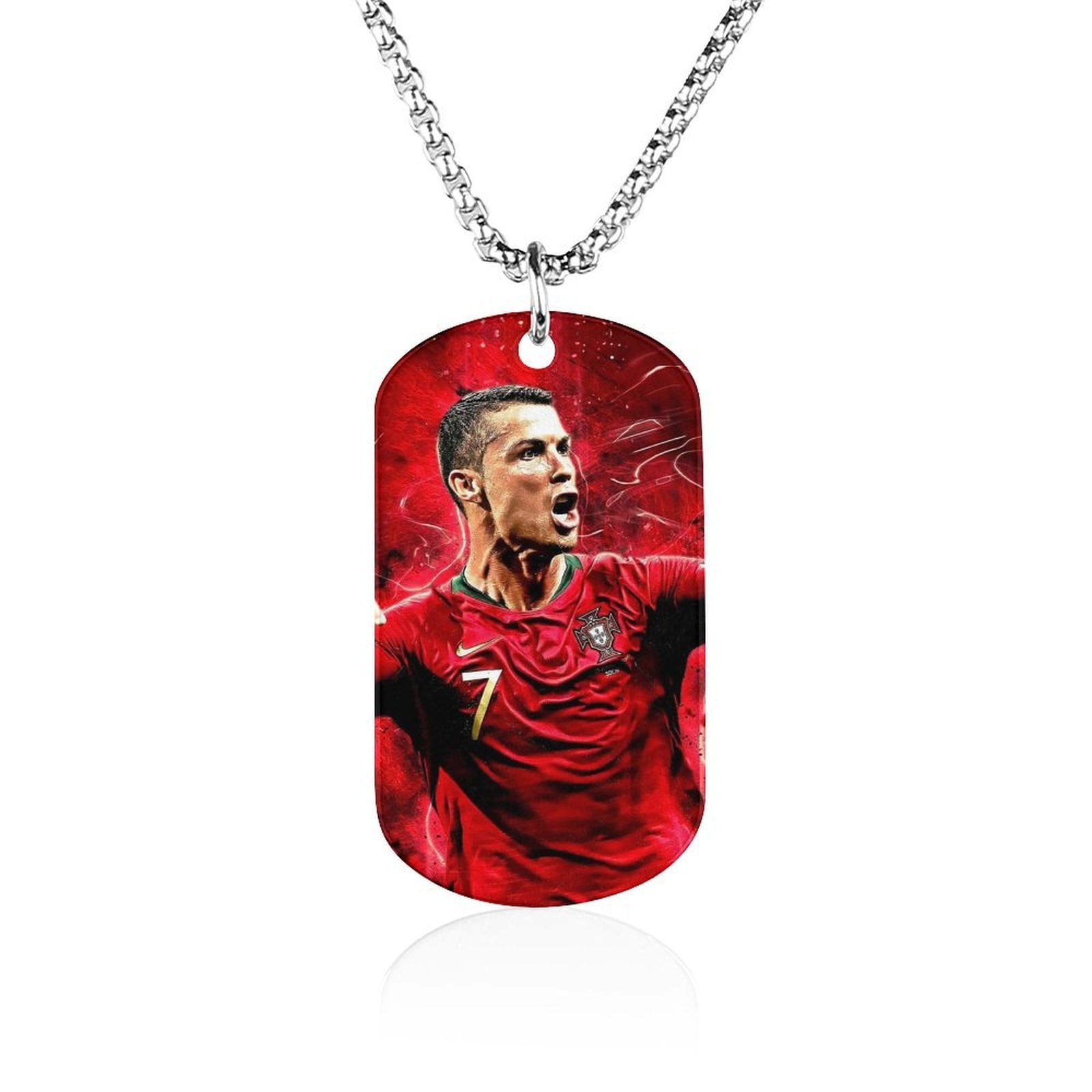 Printed Link Chain Necklace Cristiano Ronaldo Pendant Stainless Steel ...