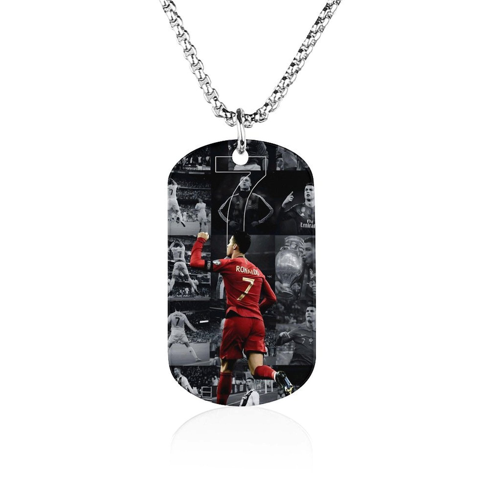 Printed Link Chain Necklace Cristiano Ronaldo Pendant Stainless Steel ...