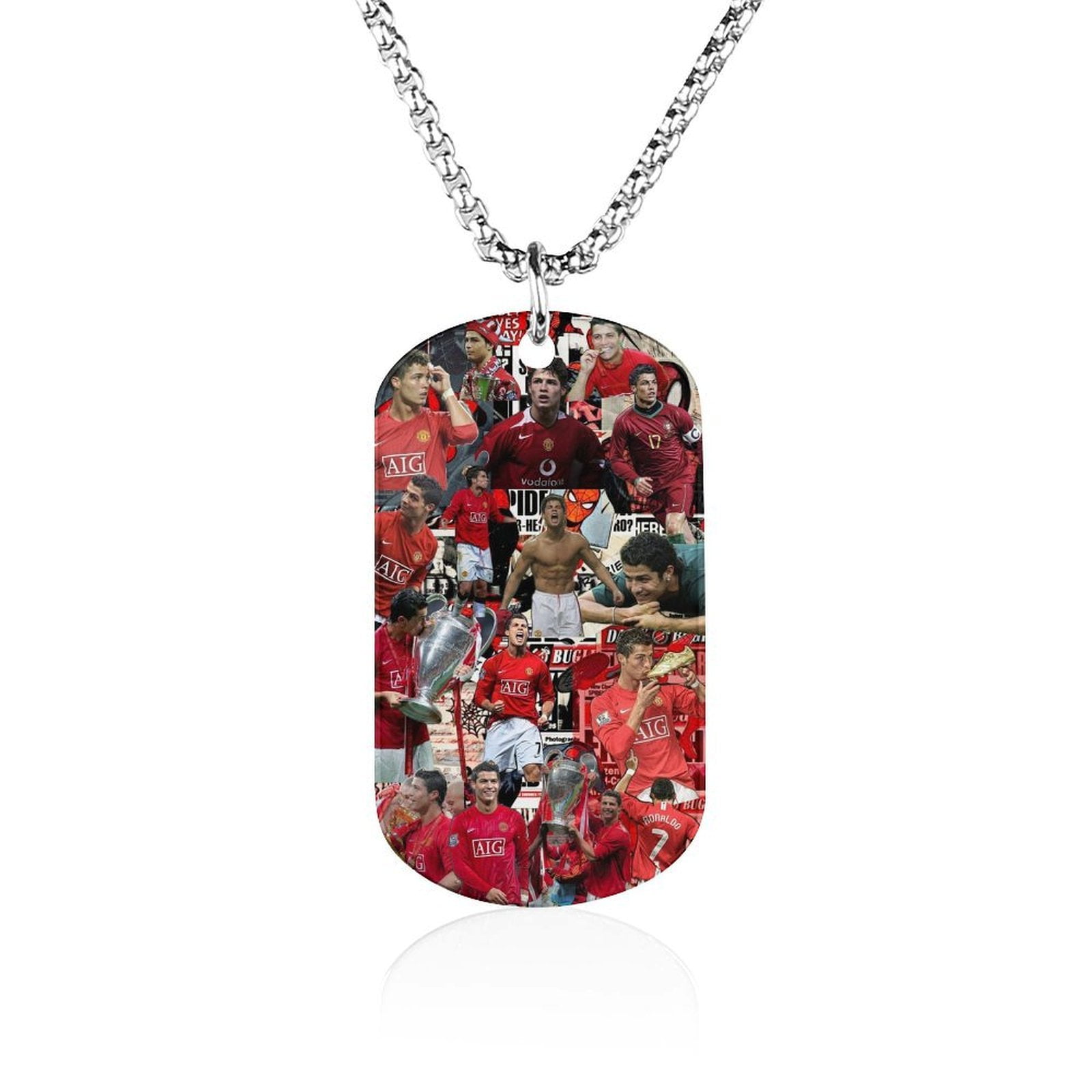 Printed Link Chain Necklace Cristiano Ronaldo Pendant Stainless Steel ...