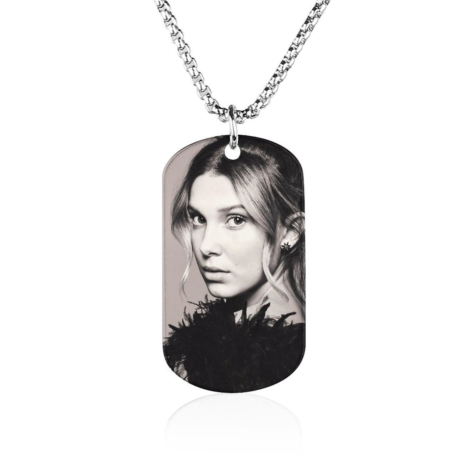Printed Link Chain Necklace Millie Bobby Brown Pendant Stainless Steel ...