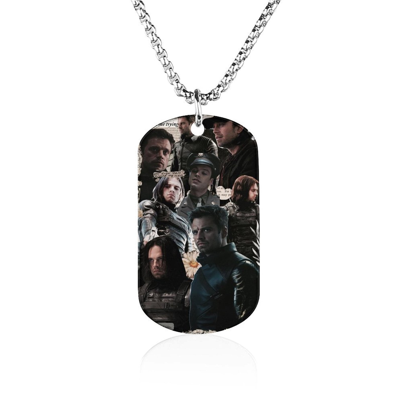 Printed Link Chain Necklace Sebastian Stan Bucky Barnes Pendant ...