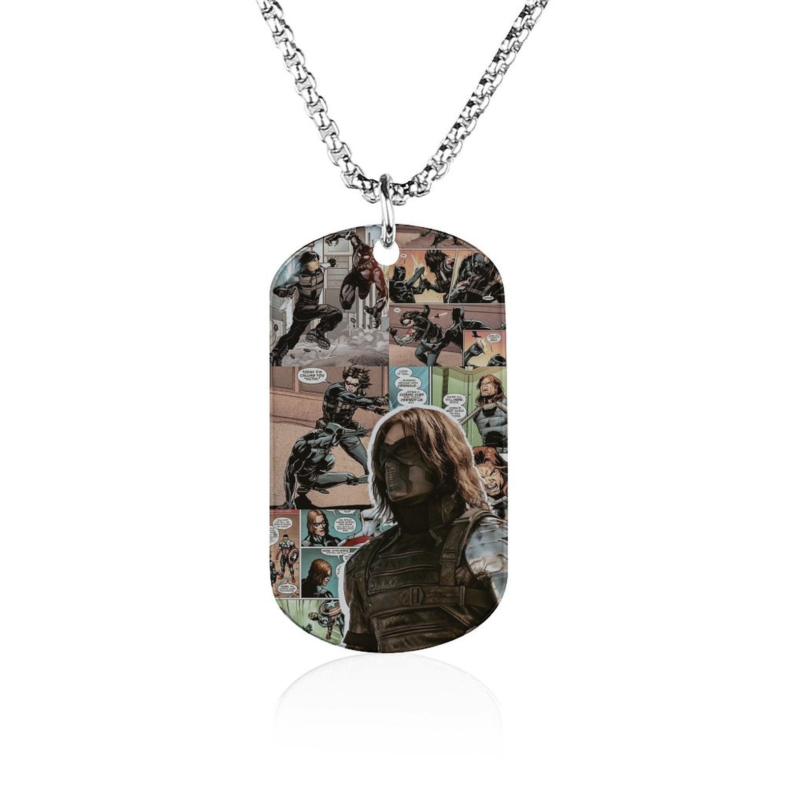 Printed Link Chain Necklace Sebastian Stan Bucky Barnes Pendant ...