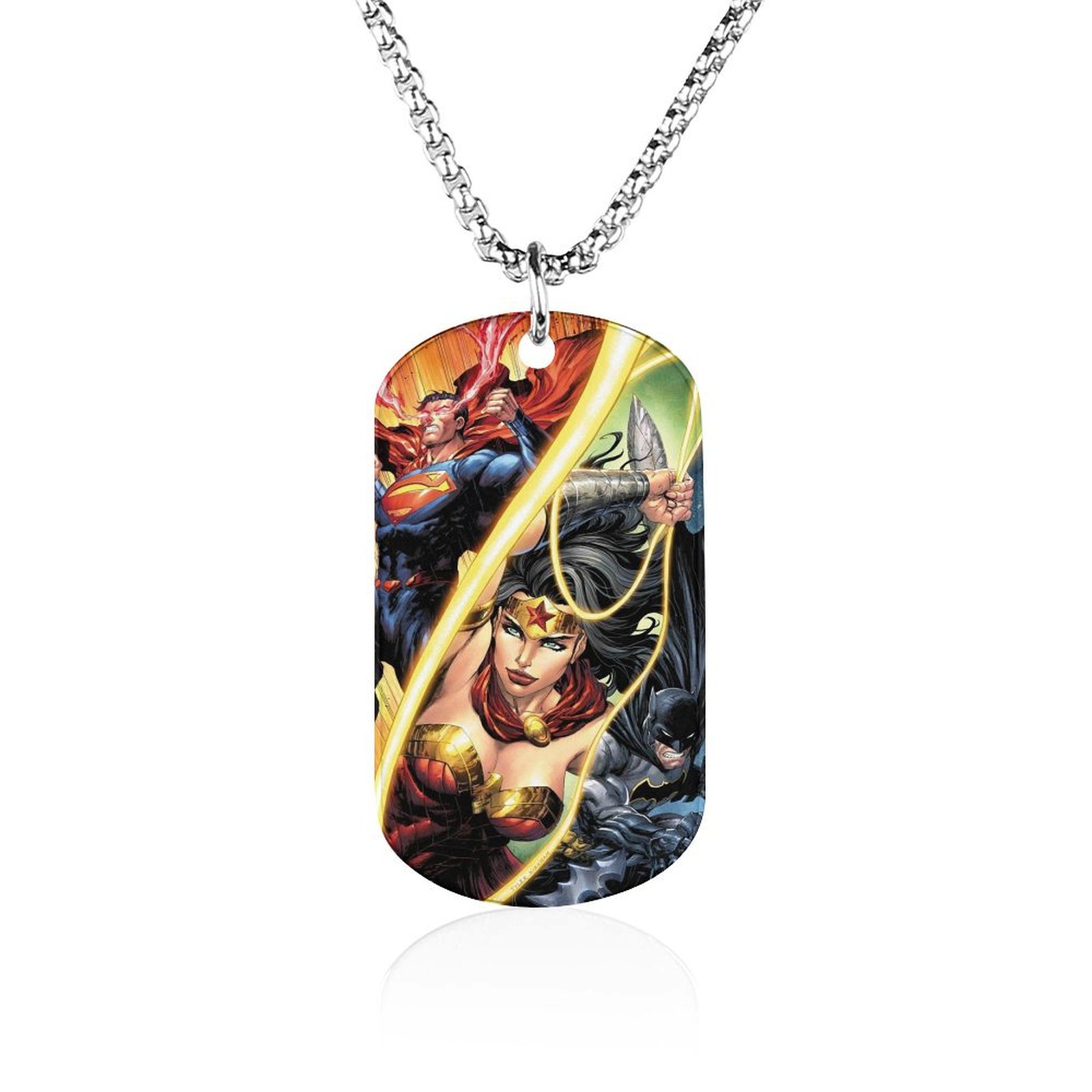 Printed Link Chain Necklace Wonder Woman Pendant Stainless Steel Dog ...