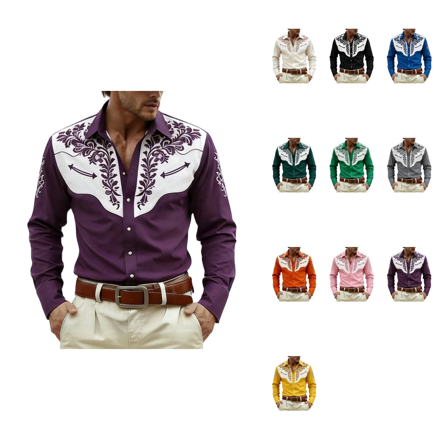 Printed Long Sleeve Shirt For Festival And Western Adventurer Style ...