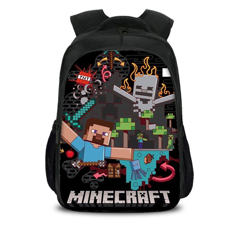 Printed Minecraft Backpack My World Double Shoulder School Bag Student ...