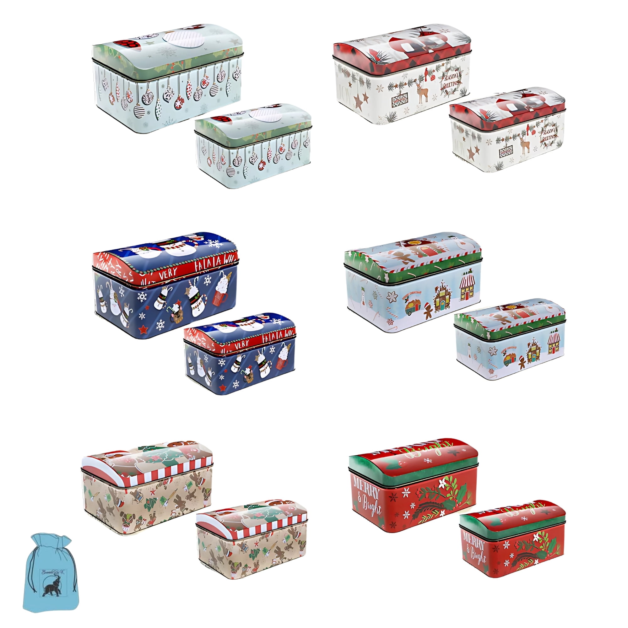 Printed Nested Metal Cookie Tins for Home Kitchen Candies Decorative ...