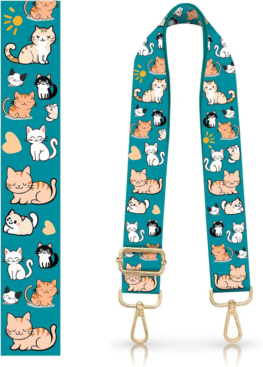 Printed Polyester Adjustable Webbing Bag Straps with Swivel Clasps Cat ...