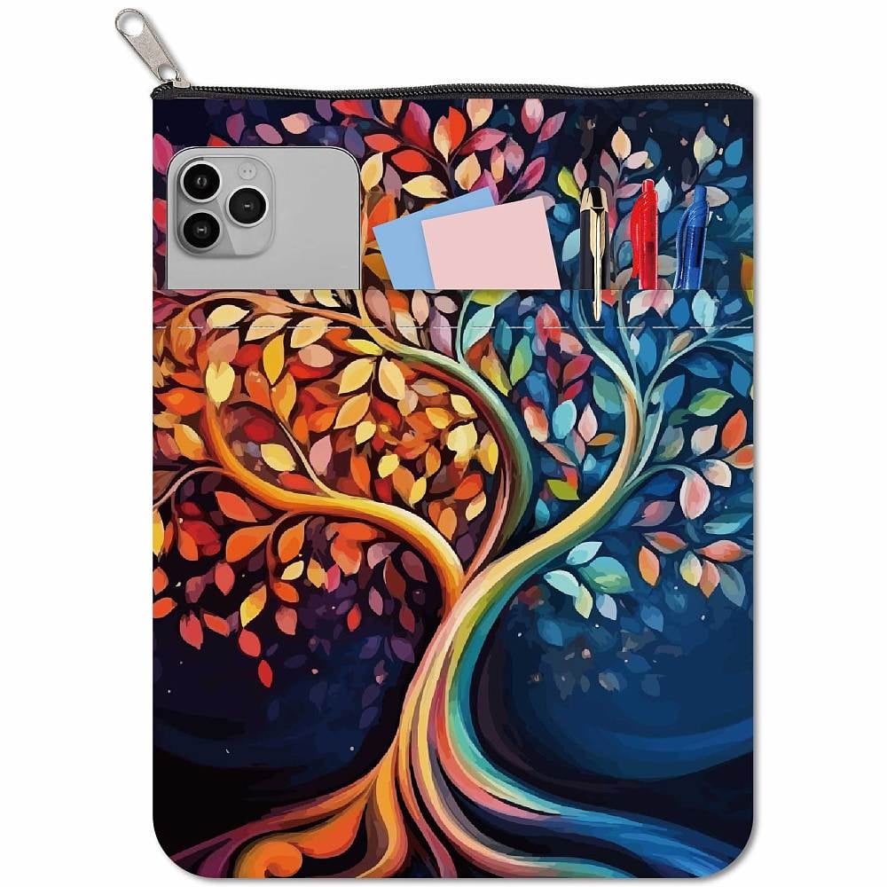 Printed Polyester Book Storage Zipper Bags Rectangle golden color Tree ...