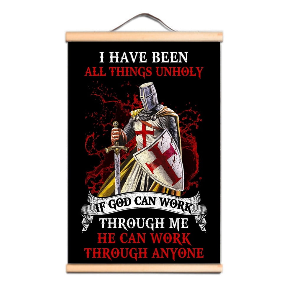 Printed Poster Nordic Canvas Wood Scroll Painting Knights Templar Armor ...
