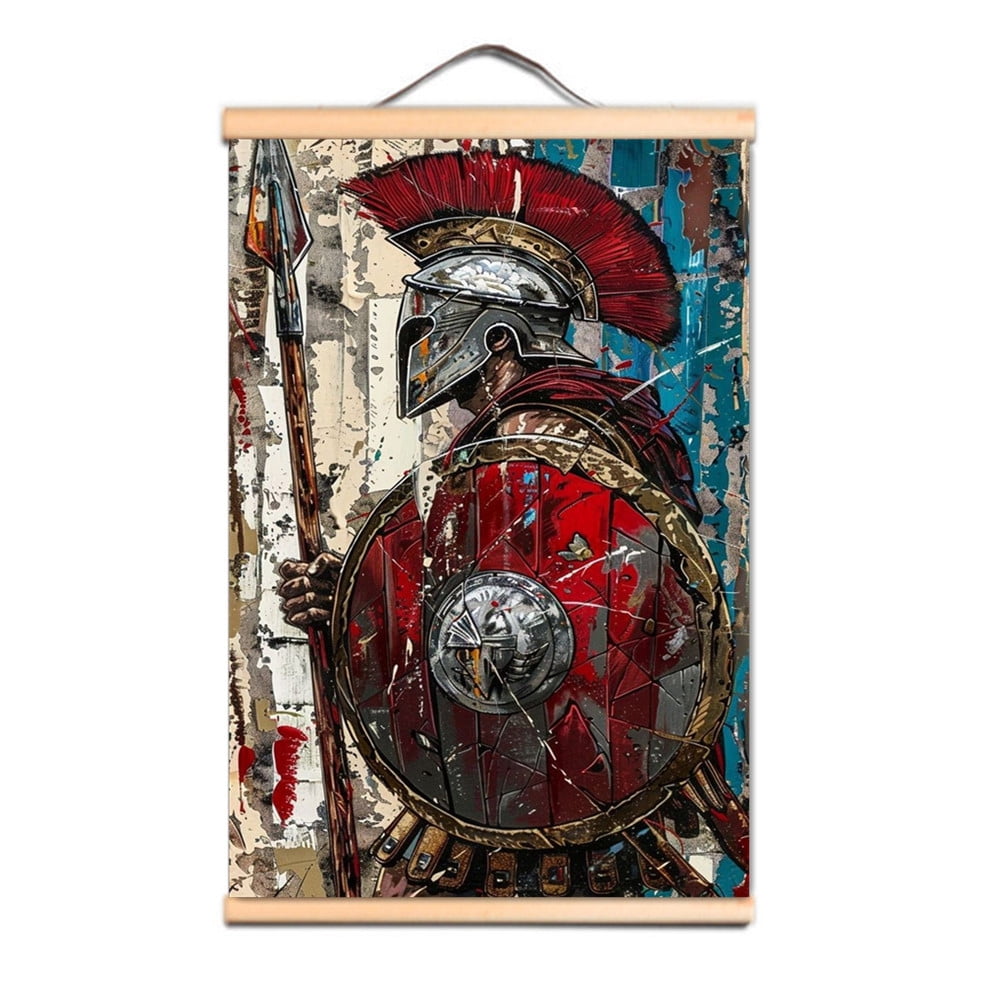 Printed Poster Nordic Canvas Wood Scroll Painting Knights Templar Armor ...